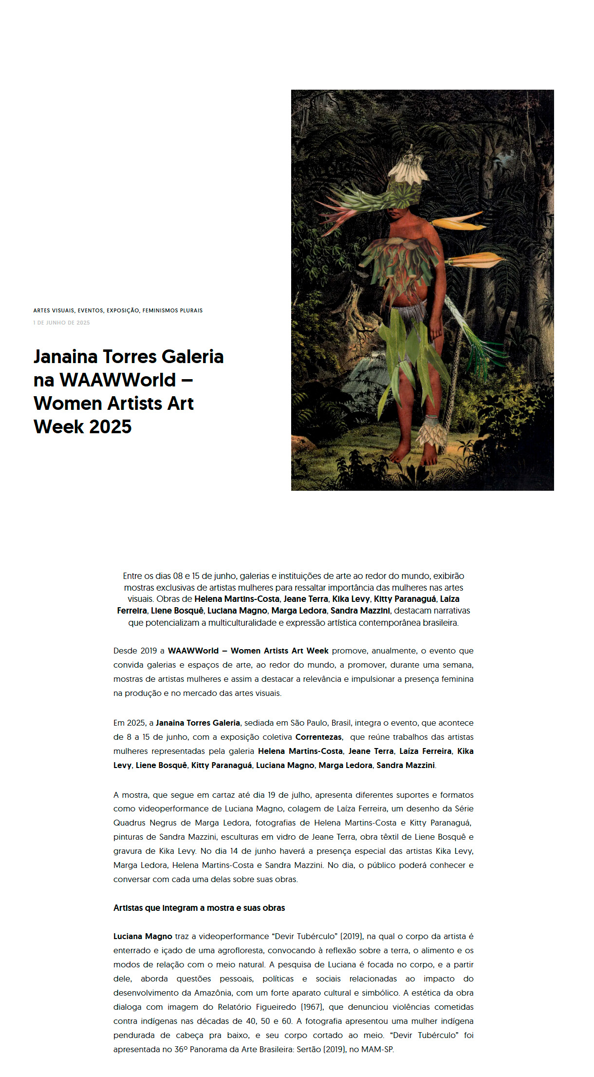 Janaina Torres Galeria na WAAWWorld – Women Artists Art Week 2025 ...